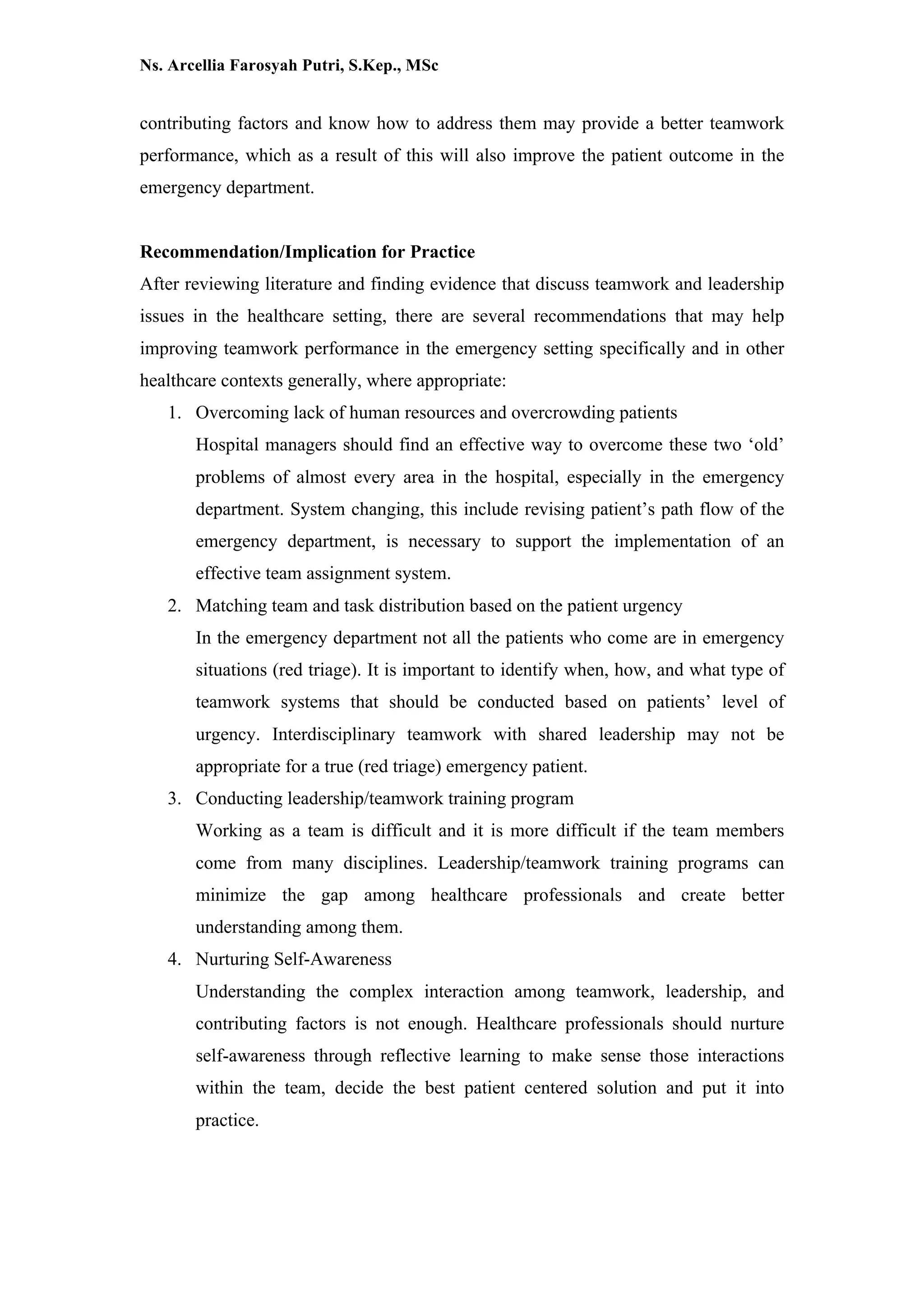 Interdisciplinary teamwork in the emergency department: how does it ...