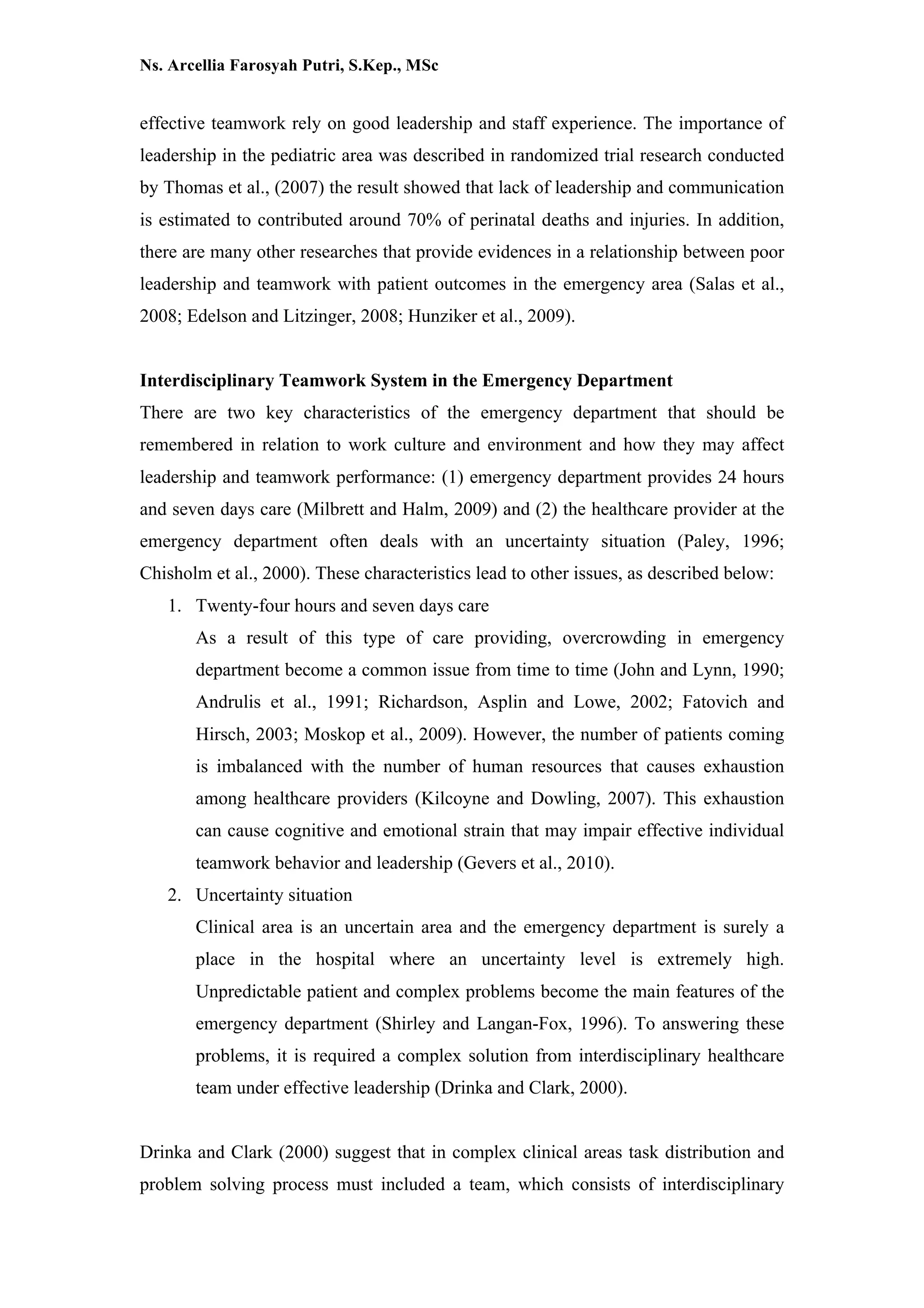 Interdisciplinary teamwork in the emergency department: how does it ...