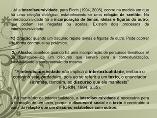 Interdiscursividade e intertextualidade | PPT