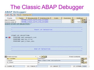 INTERDUCTION TO ABAP DEBUGGING.ppt vey helpful | PPT | Programming Languages | Computing