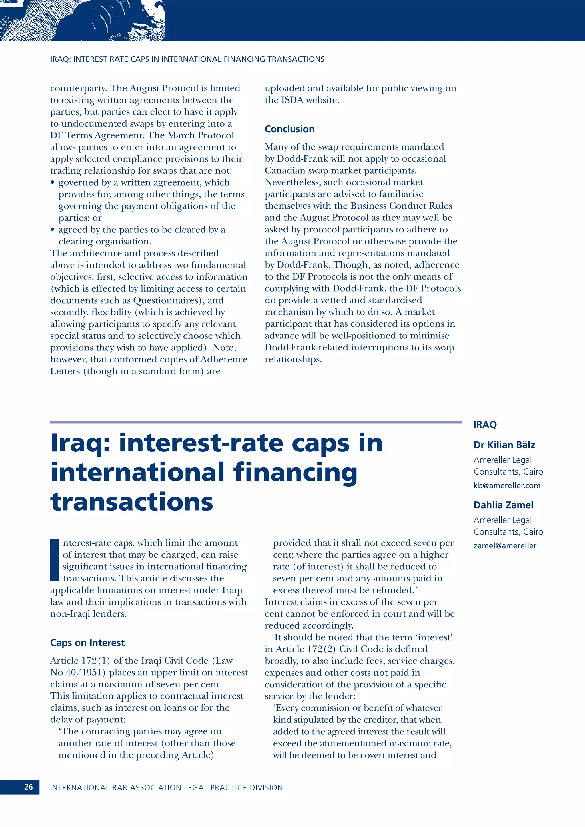 Iraq: Interest-rate Caps in International Financing Transactions | PDF