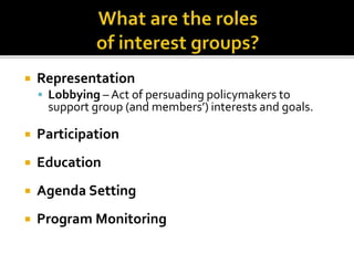 Interest Groups and Popular Culture | PPTX | Political Issues & policy ...