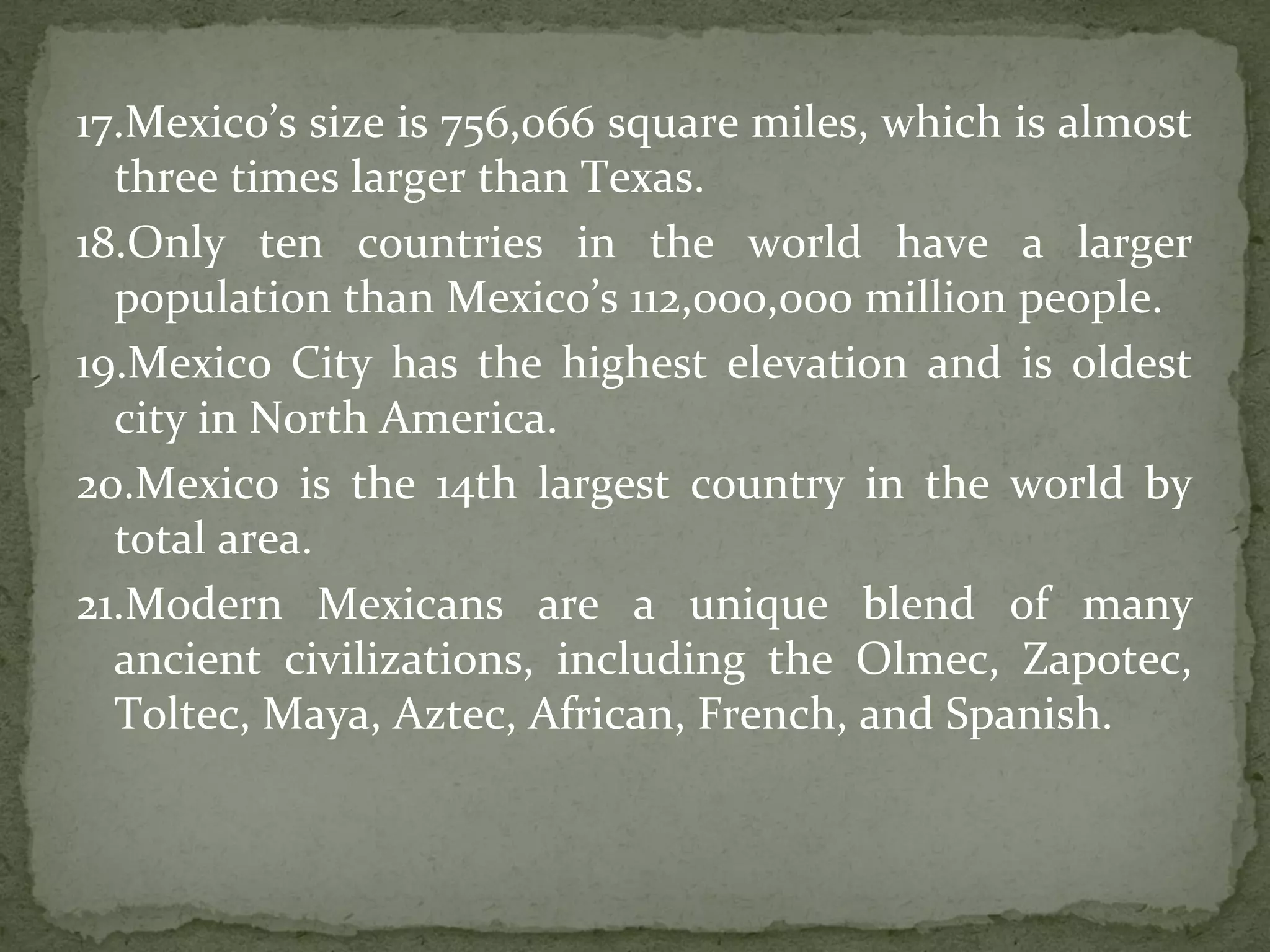 Interesting and amazing facts about mexico | PPT