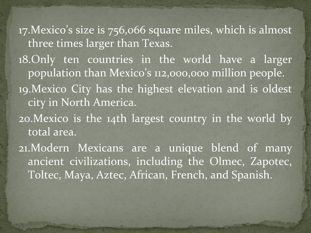Interesting and amazing facts about mexico | PPT
