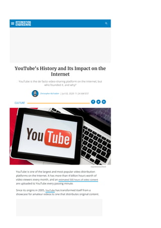 Youtube's history and the impact it has on the internet | PDF ...