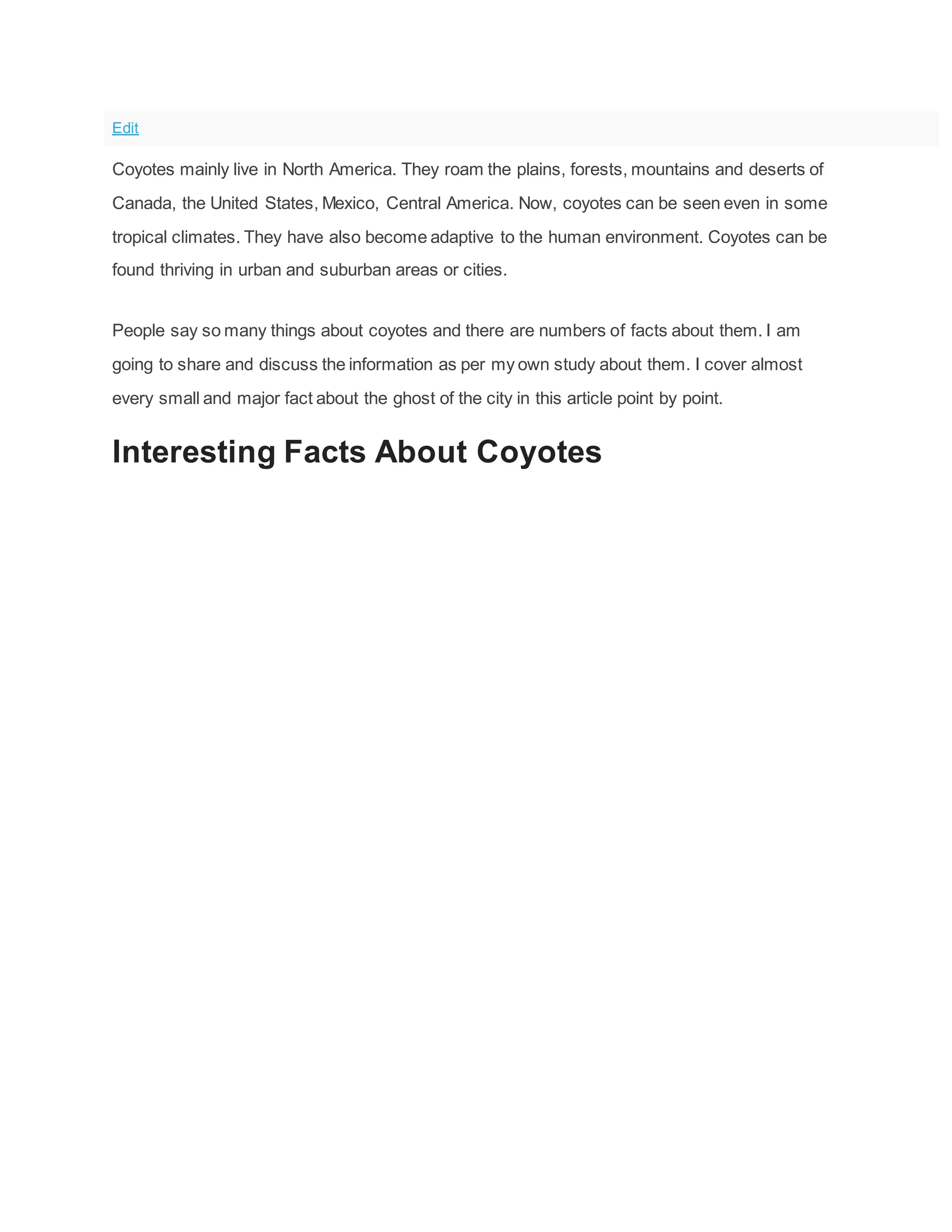 Interesting facts about coyotes | PDF