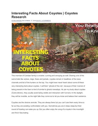 Interesting facts about coyotes | DOCX
