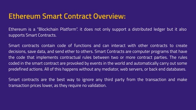 Interesting Facts About Ethereum Smart contract Development | PDF