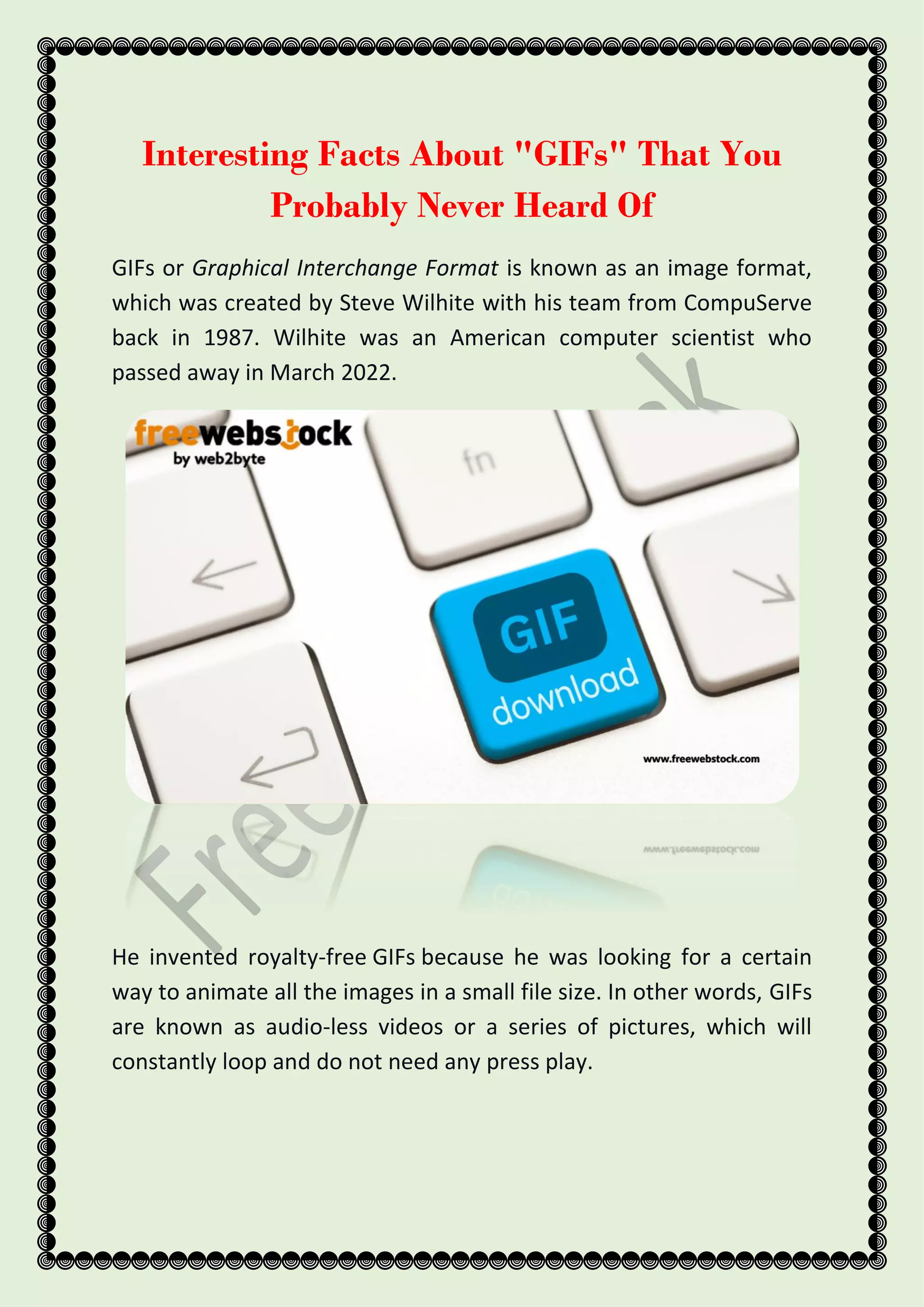 Interesting Facts About "GIFs" That You Probably Never Heard Of | PDF