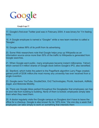Interesting facts about google | DOCX