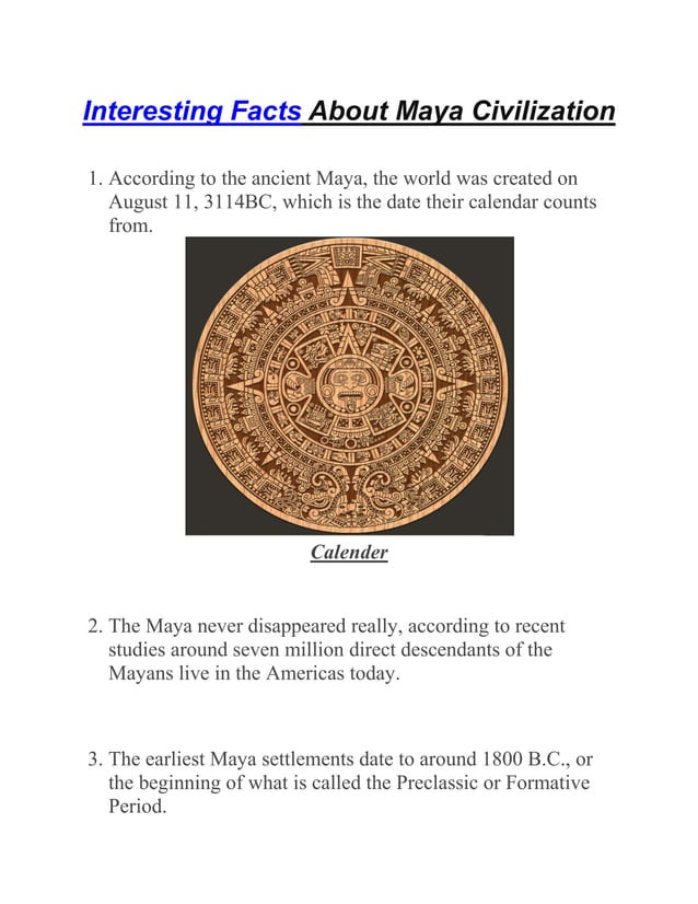 Interesting facts about maya civilization | PDF