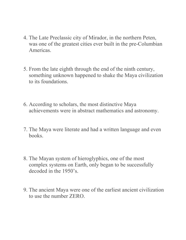 Interesting facts about maya civilization | PDF