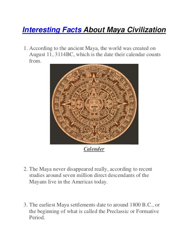 Interesting facts about maya civilization