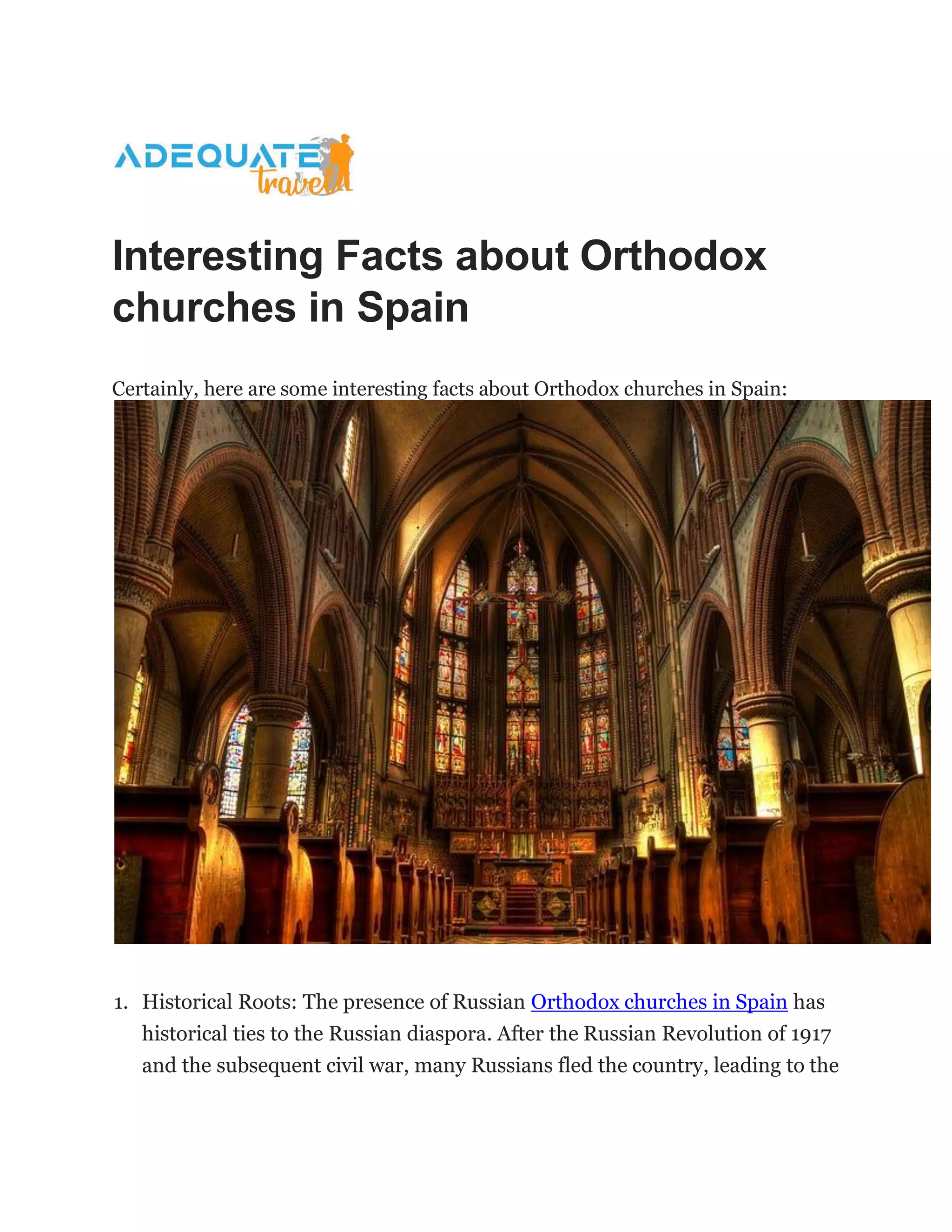 Interesting Facts about Orthodox churches in Spain | PDF