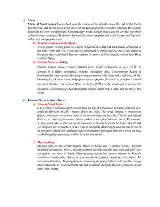 Interesting place korea | DOCX | World/International Music | Music