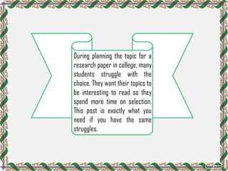 Interesting research papers ideas for writing | PPT