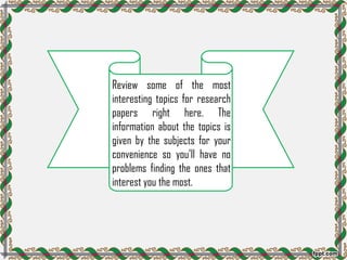 Interesting research papers ideas for writing | PPT