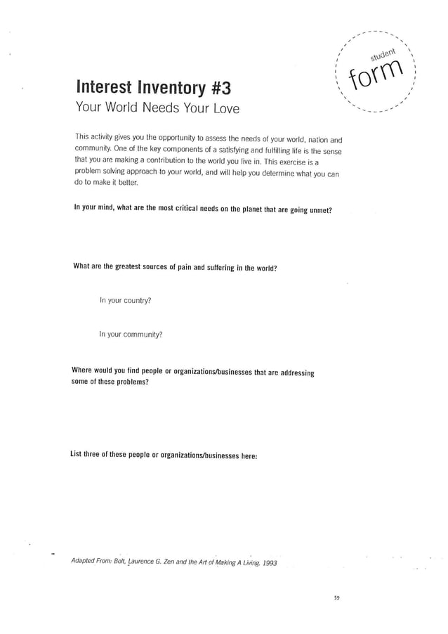 Interest inventory | PDF | Business Banking & Finance | Business