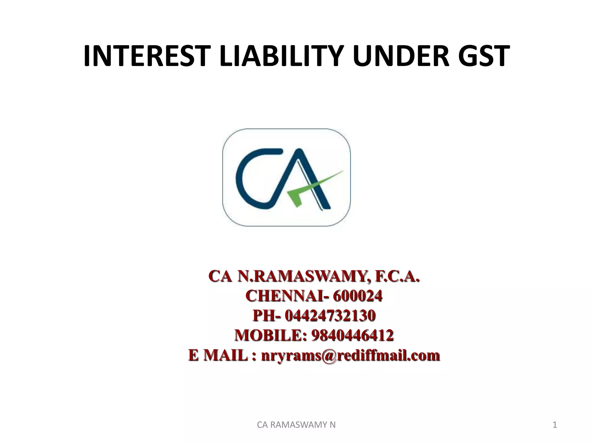 Interest liability under gst | PPT