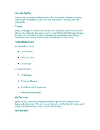 Interest profiler | DOCX