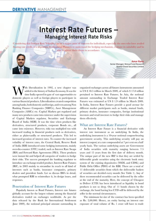 Interest Rate futures - Managing Interest Rate Risks | PDF