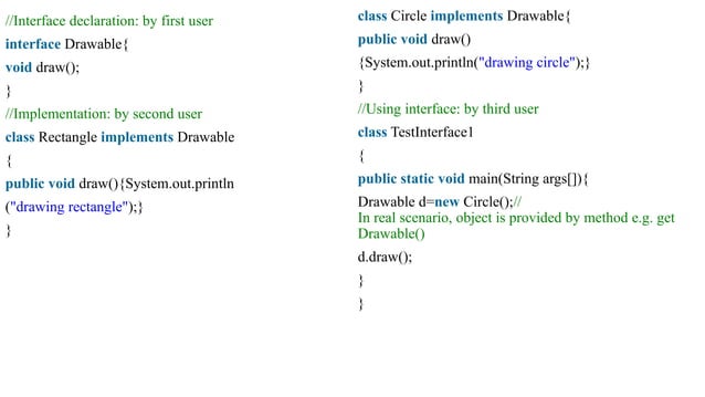 interface in java explained in detailed form | PPT