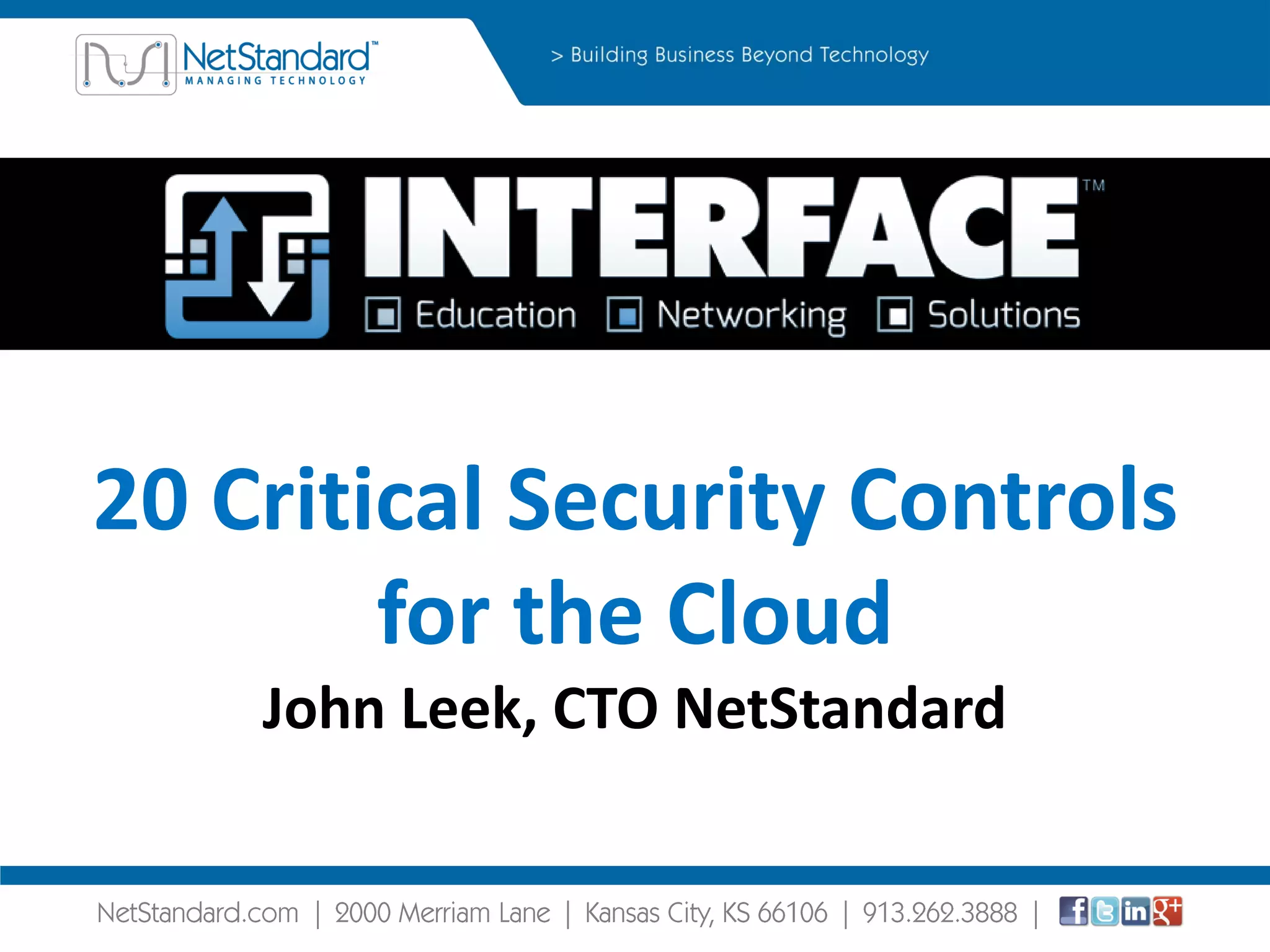 20 Security Controls for the Cloud | PDF