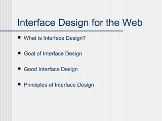 Interface design for the web | PPT