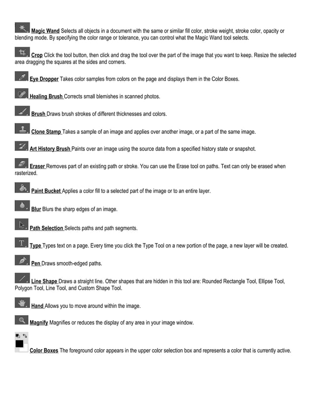 Adobe Photoshop Toolbox definition term | DOC | Photo Editing Software ...