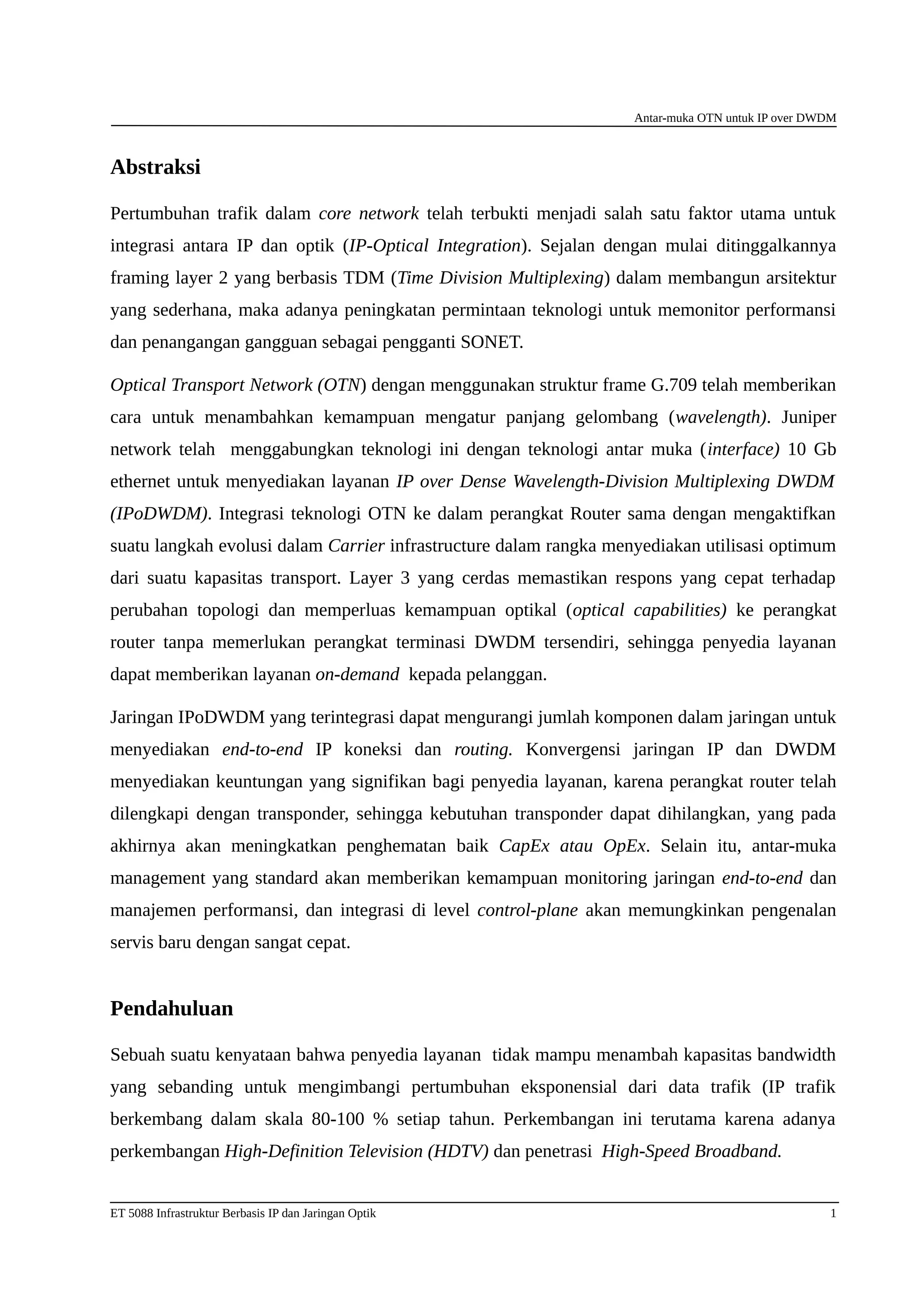 Interface OTN untuk IP over DWDM | PDF