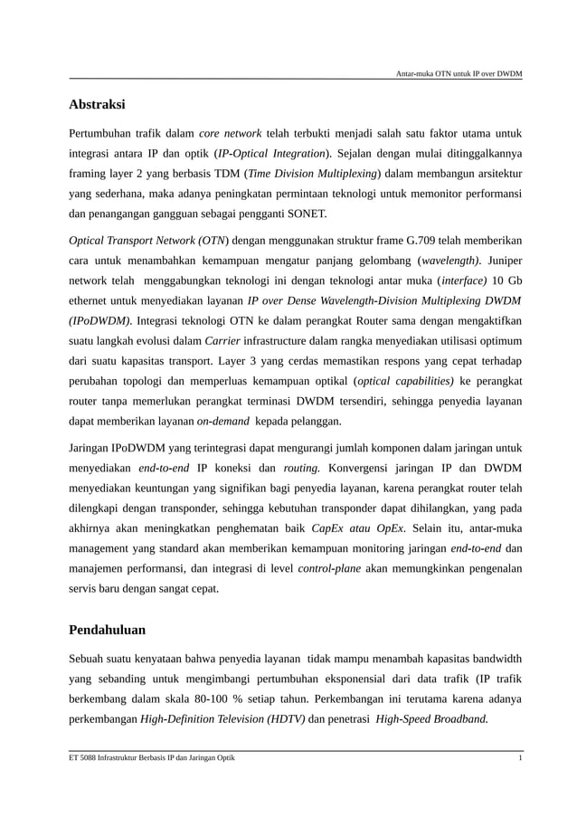 Interface OTN untuk IP over DWDM | PDF