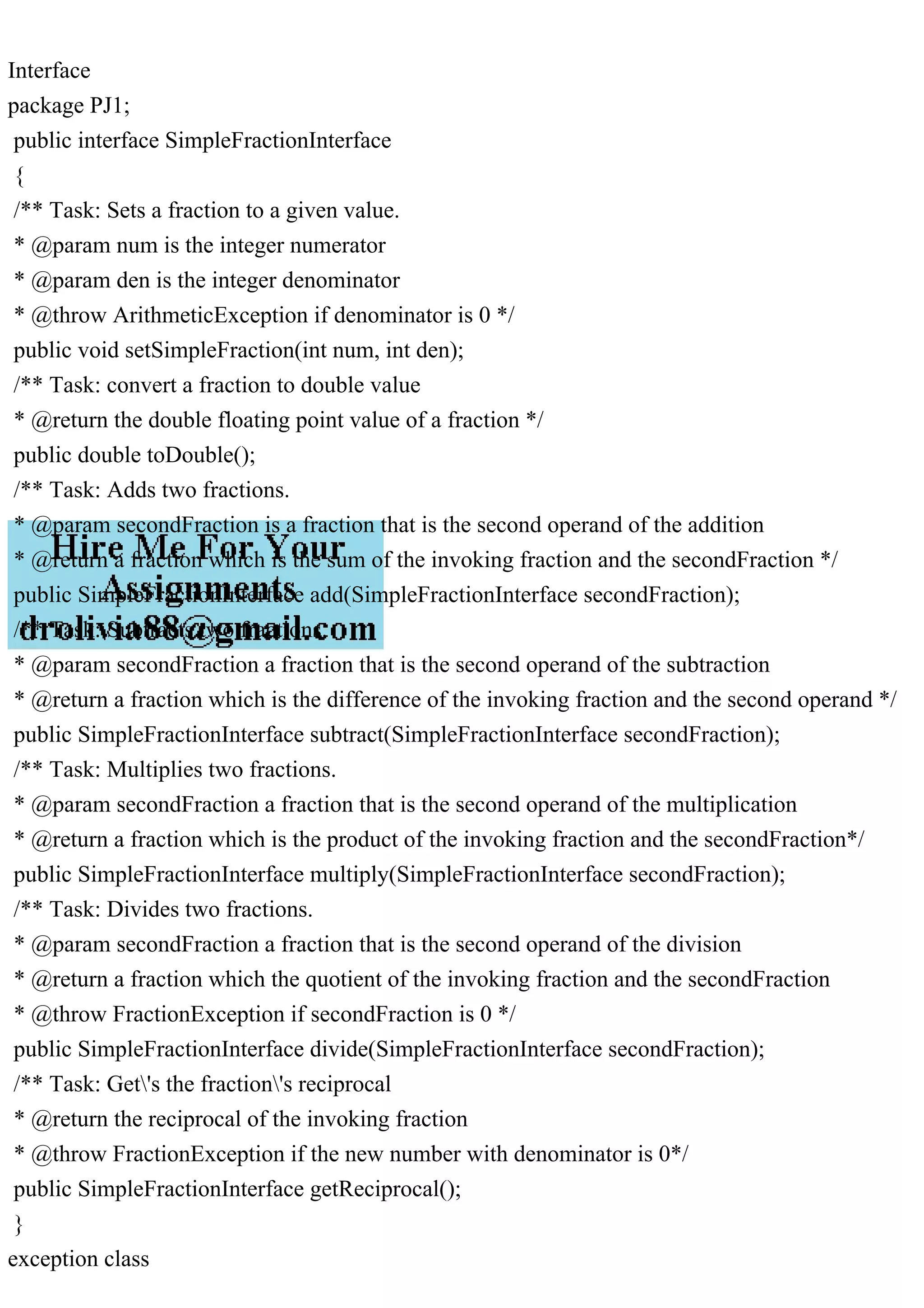 Interfacepackage PJ1; public interface SimpleFractionInterface.pdf