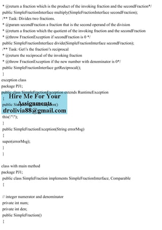 Interfacepackage PJ1; public interface SimpleFractionInterface.pdf