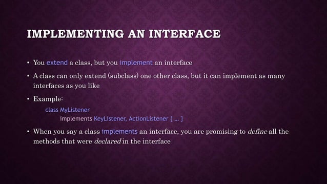 Interfaces in java | PPTX | Programming Languages | Computing