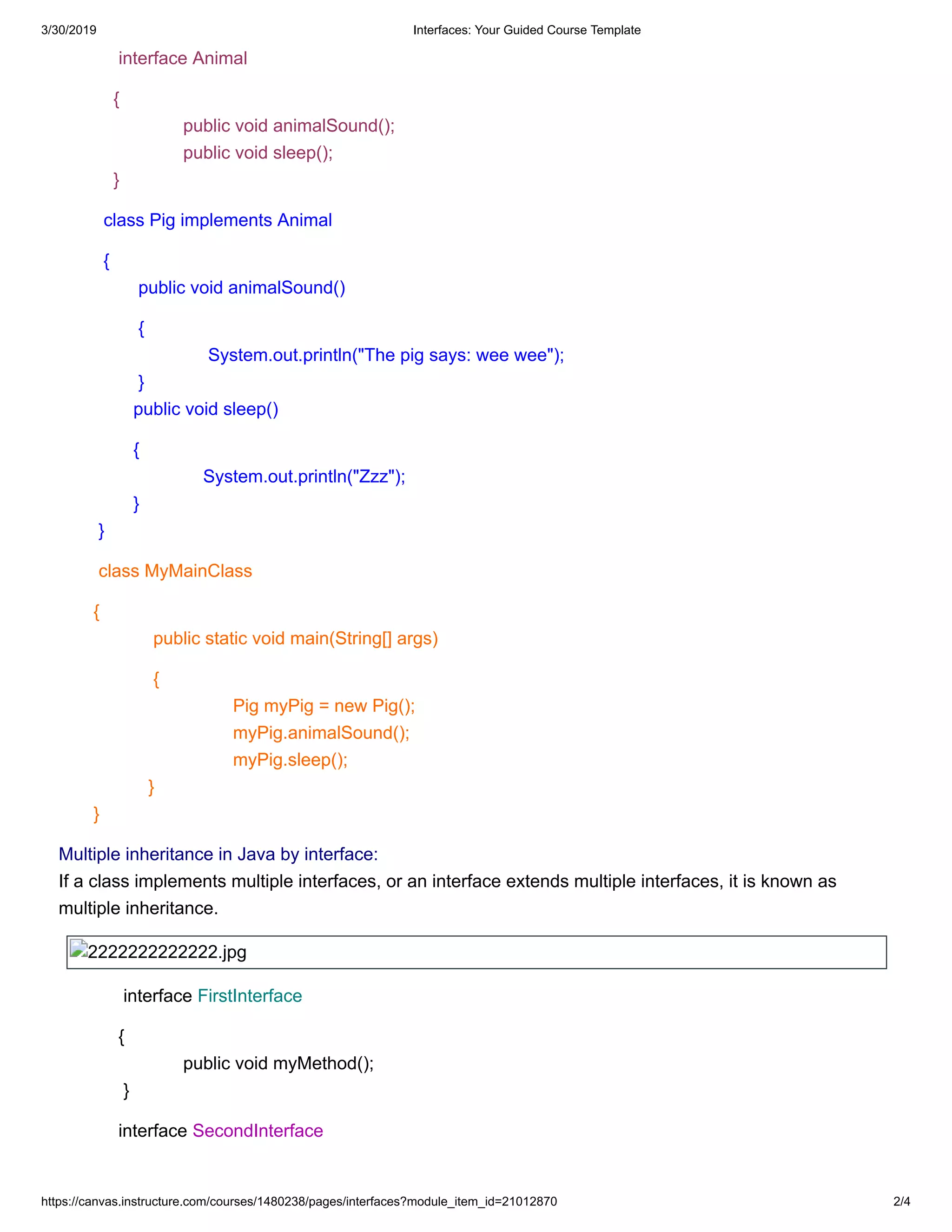 Interfaces in java | PDF