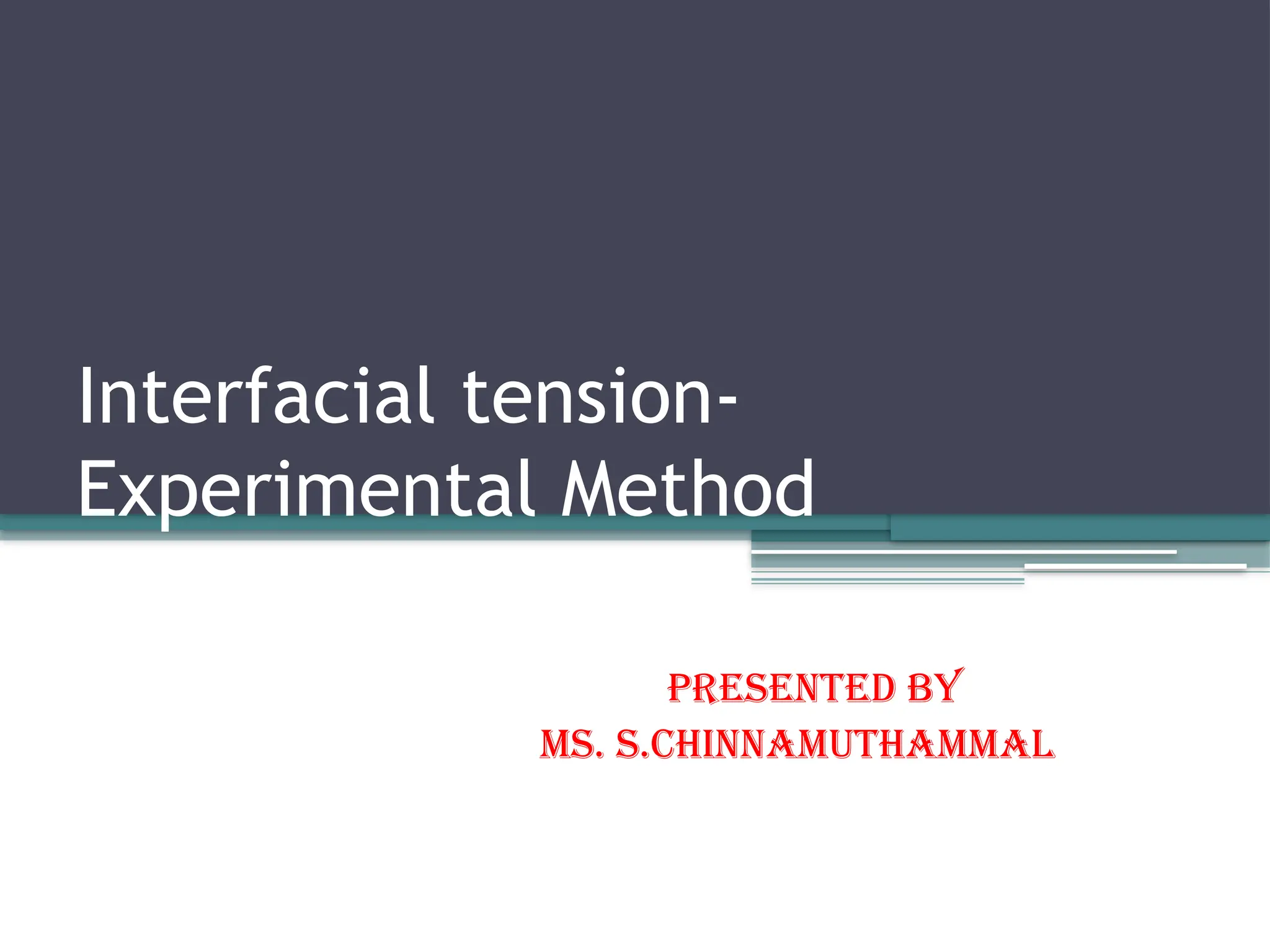 Determine the interfacial tension by drop weight method. | PPTX