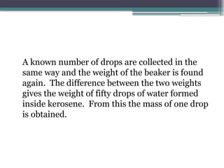 Determine the interfacial tension by drop weight method. | PPT