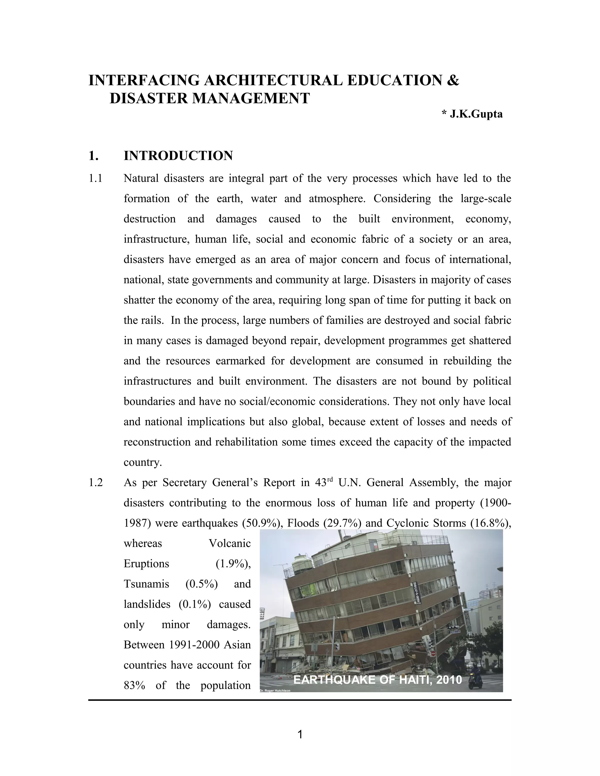 Interfacing architectural education & disaster management (1) | DOC