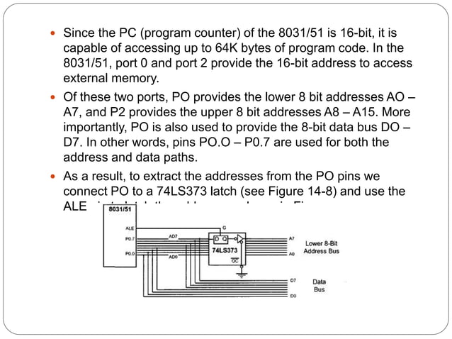 Interfacing external memory in 8051 | PPTX | Operating Systems | Computer Software and Applications