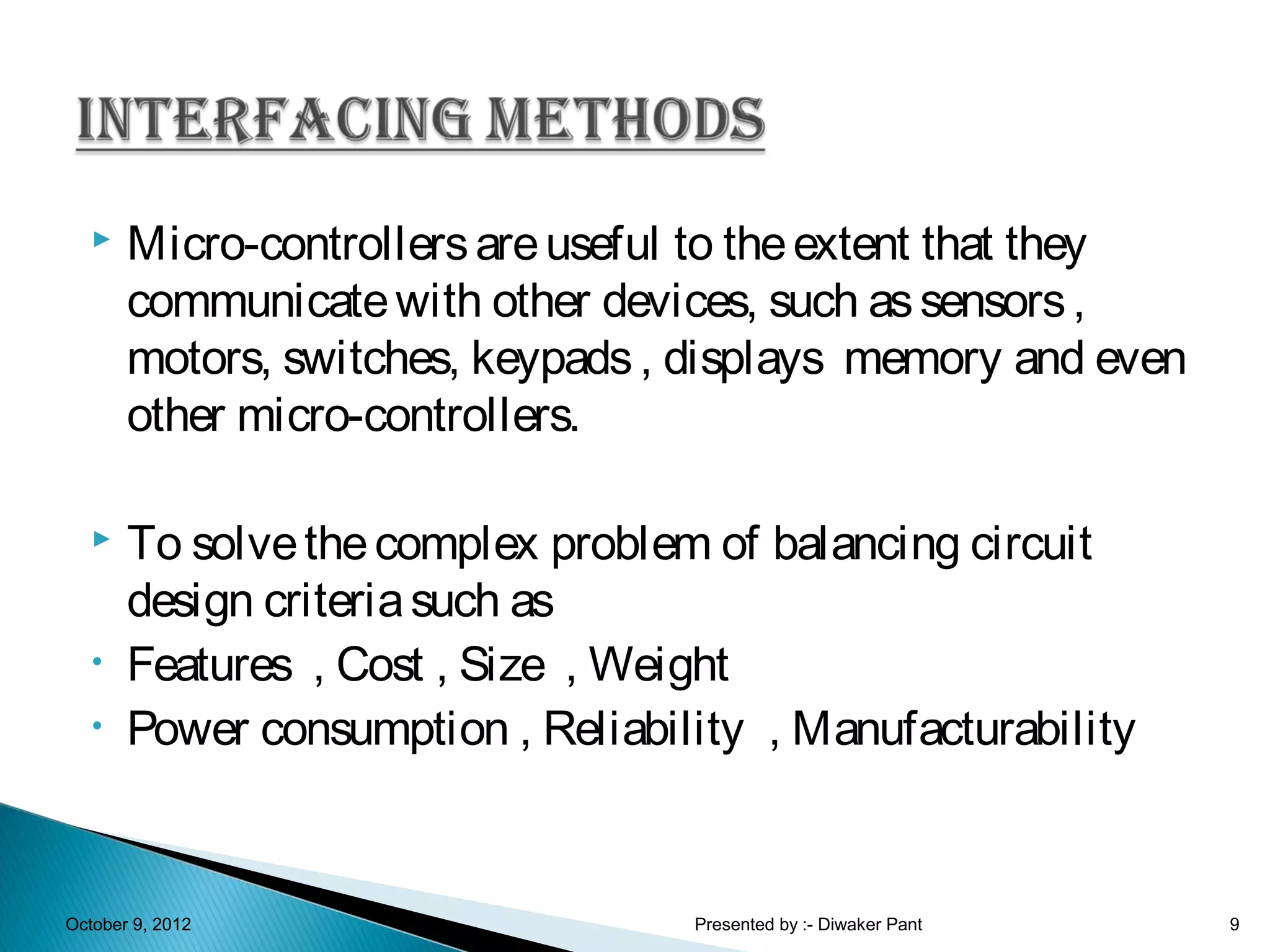 Interfacing methods of microcontroller | PPT