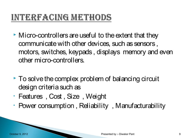 Interfacing methods of microcontroller | PPT