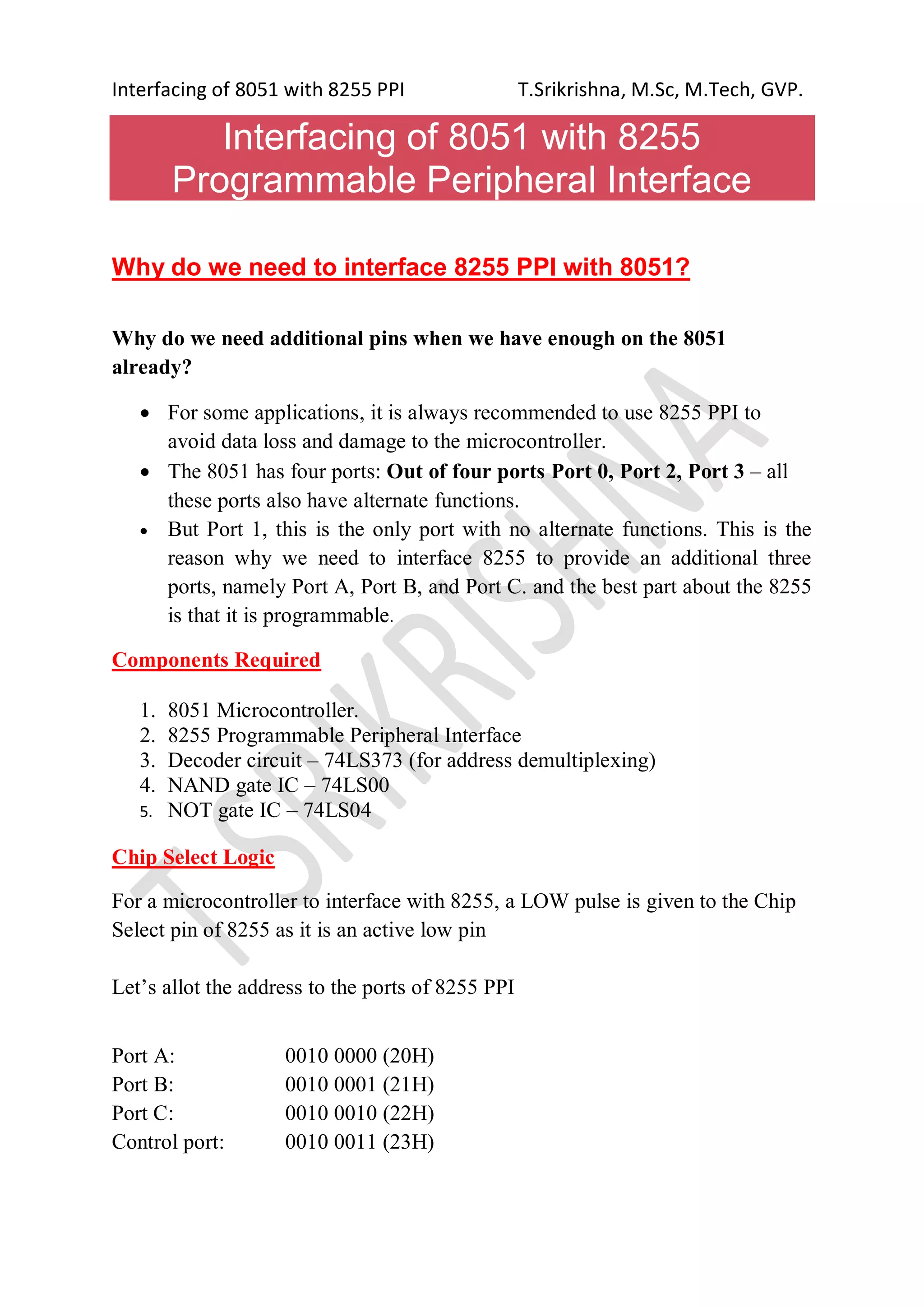 Interfacing of 8051 with 8255 Programmable Peripheral Interface.pdf Interfacing of 8051 with 8255 Programmable Peripheral Interface.pdf