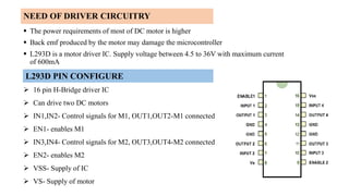 Interfacing of dc motor with 8051 micro controller ,L293D | PPTX