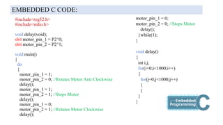Interfacing of dc motor with 8051 micro controller ,L293D | PPTX