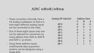 Interfacing with peripherals: analog to digital converters and digital ...