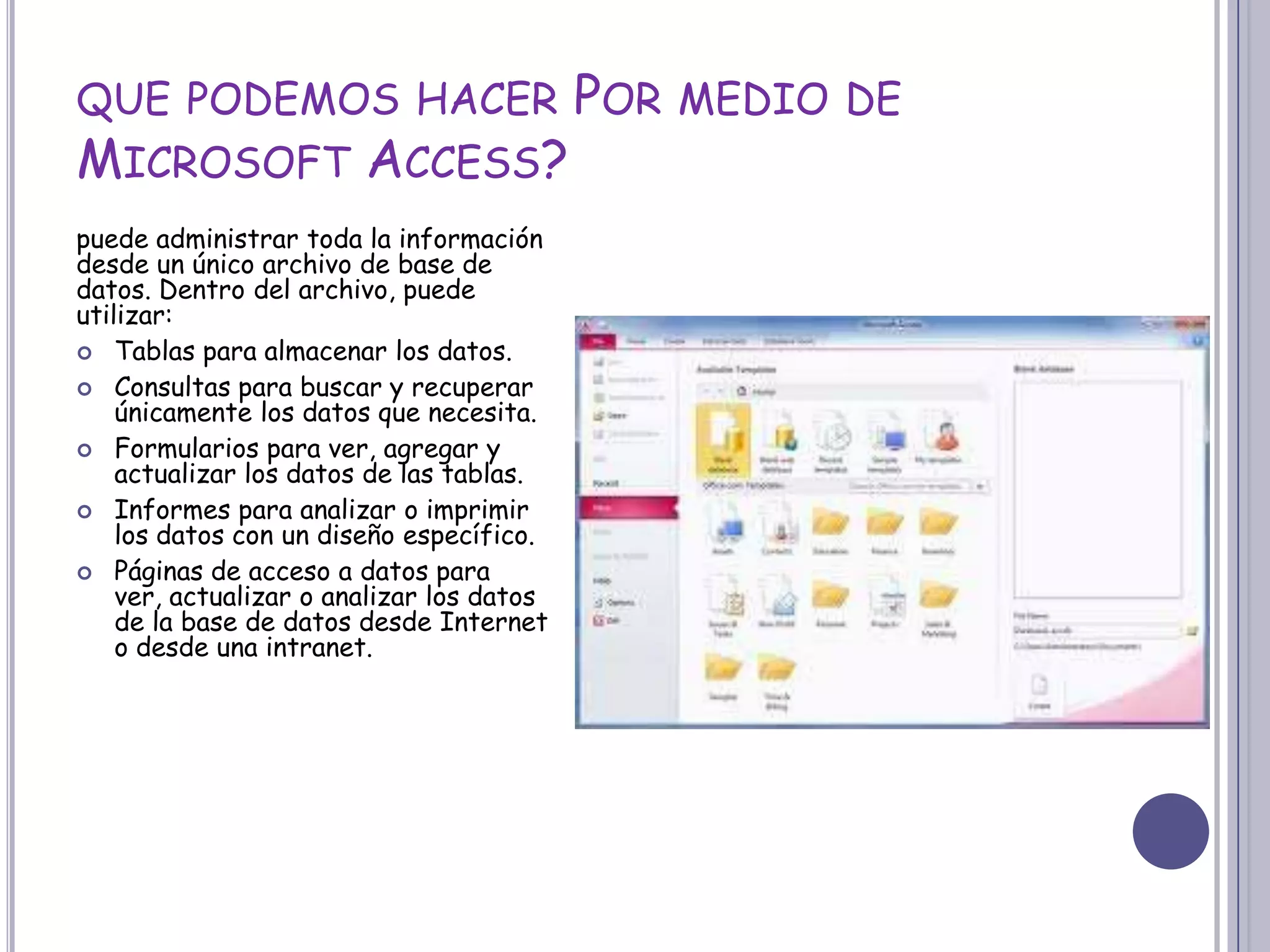 Interfaz grafica de microsoft access 2010 | PPTX