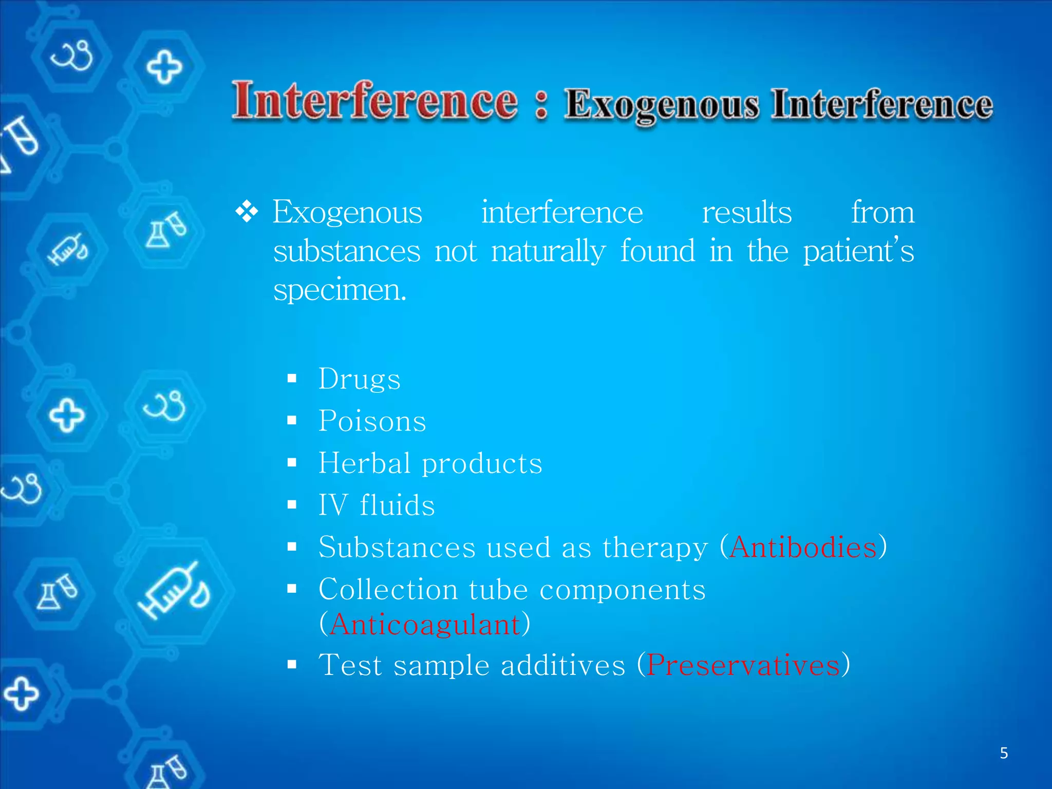 INTERFERENCES IN CLINICAL CHEMISTRY ANALYSIS | PPTX
