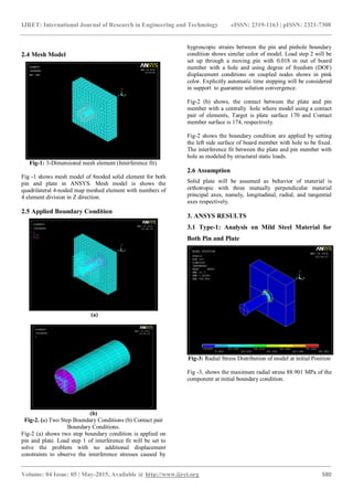 Interference fit simulation on pin joint by using ansys | PDF