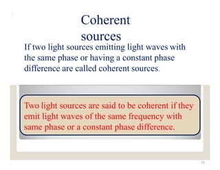 Interference of light waves | PPTX | Physics | Science