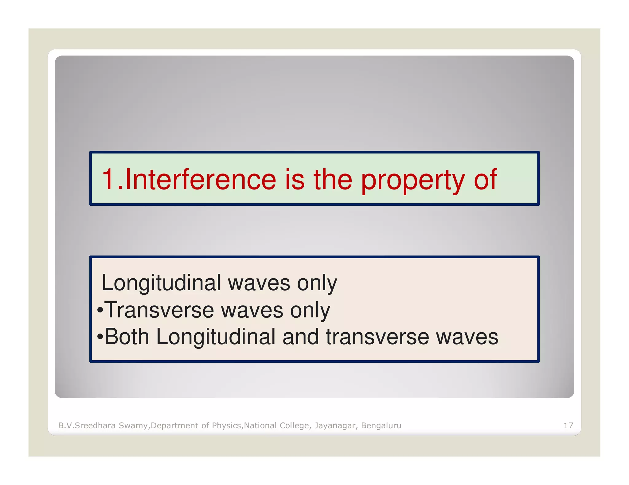 Interference of light presentation | PDF